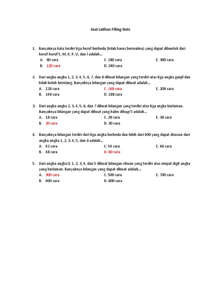 Soal Latihan Filling Slots | PDF