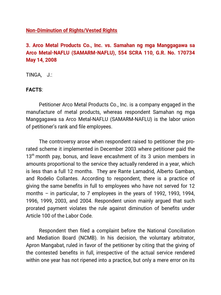 Arco Metal Products v. Samahan NG Mga Manggagawa Sa Arco-Metal-NAFLU ...