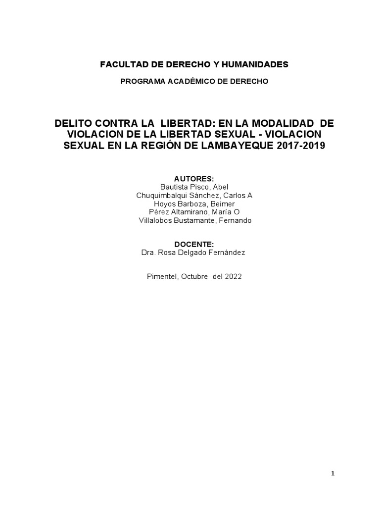 Derecho Penal - PA2 | PDF | Violación | Derecho penal