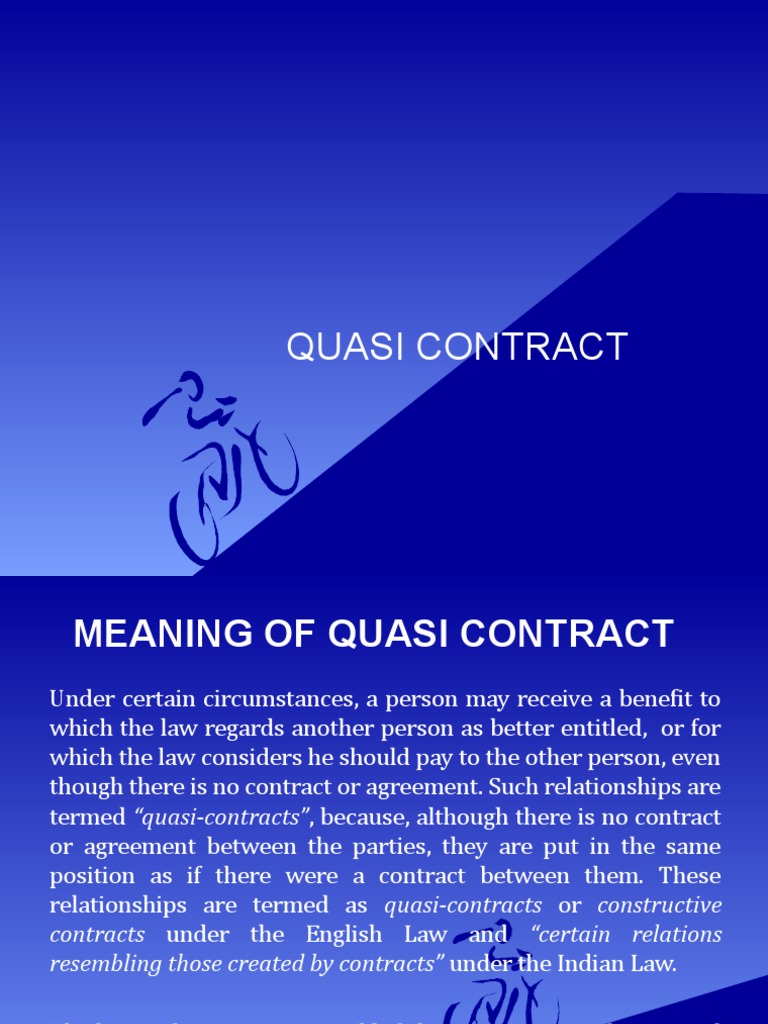 Quasi Contract | PDF | Law Of Obligations | Restitution Quasi Contract | PDF | Law Of Obligations | Restitution