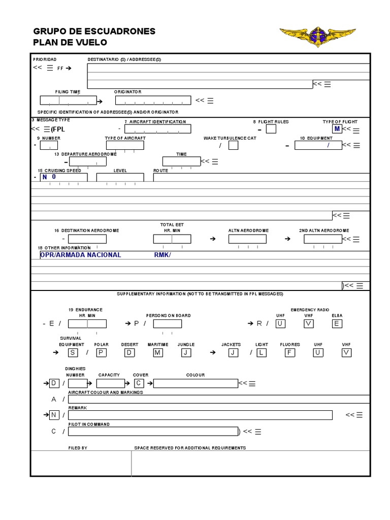 01 - FORM - Plan de Vuelo para Completar Aeronaves ARMADA NACIONAL DE ...