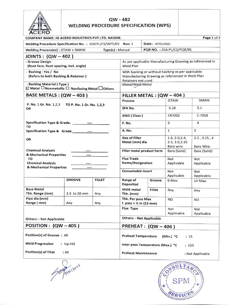 Wps PQR Certificate - Compressed | PDF