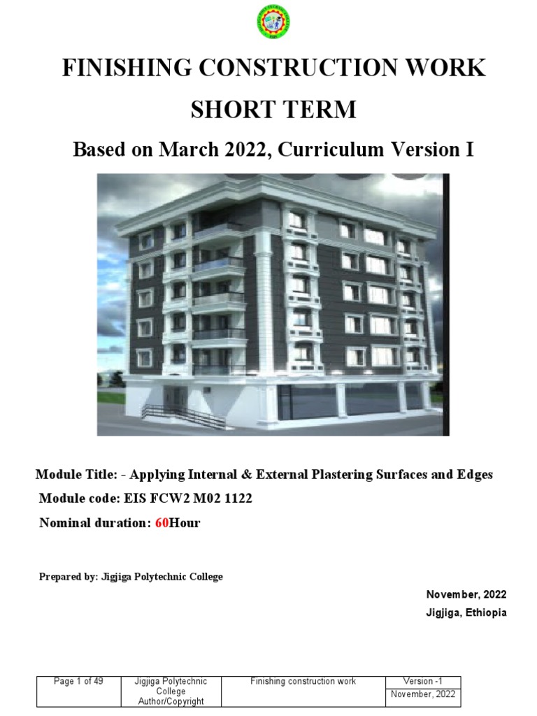 M02 Internal & External Plastering Surfaces and Edges | PDF