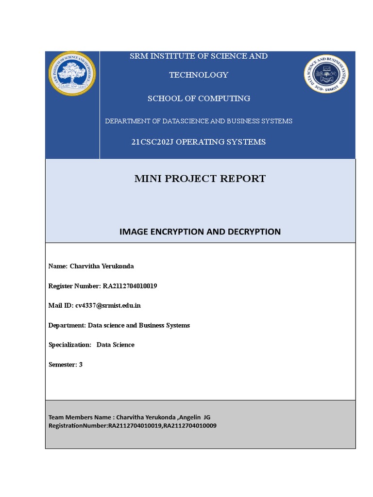 Os Mini Project Report | PDF | Key (Cryptography) | Encryption