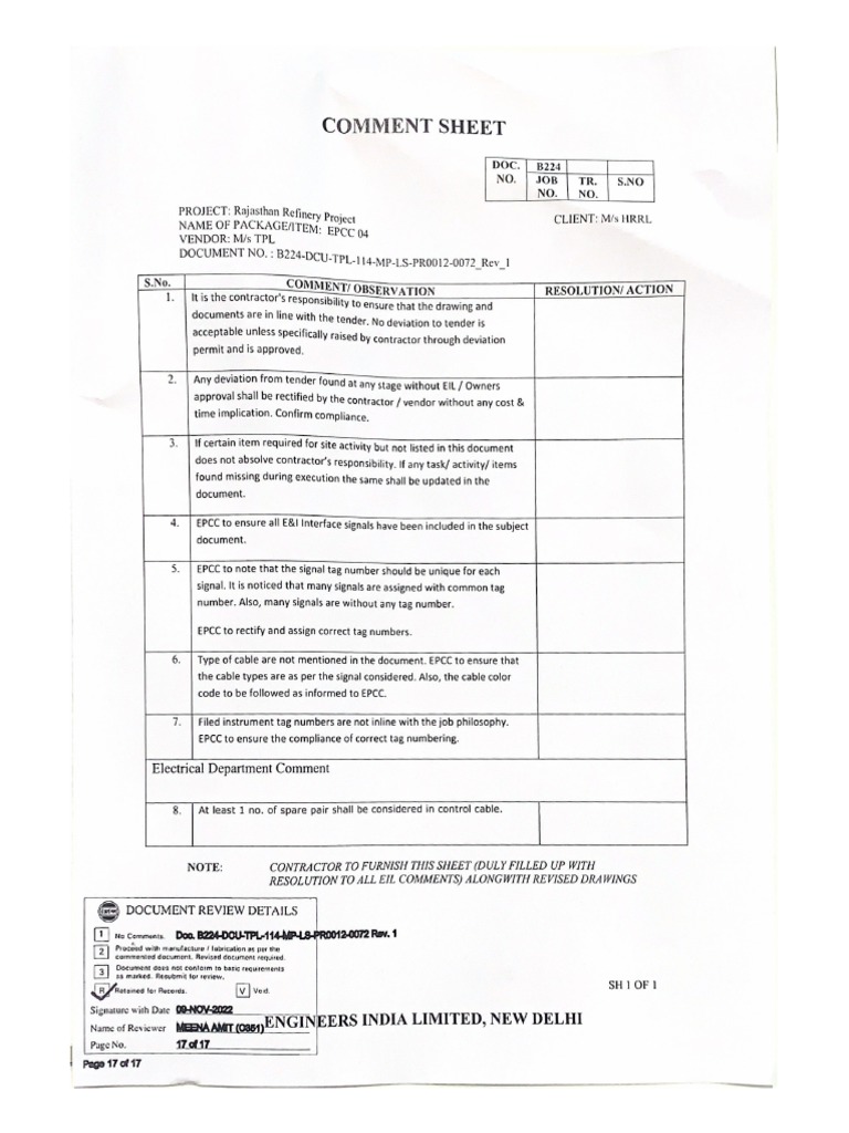 Comment Sheet | PDF