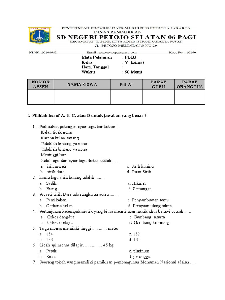 Soal PLBJ 5 | PDF