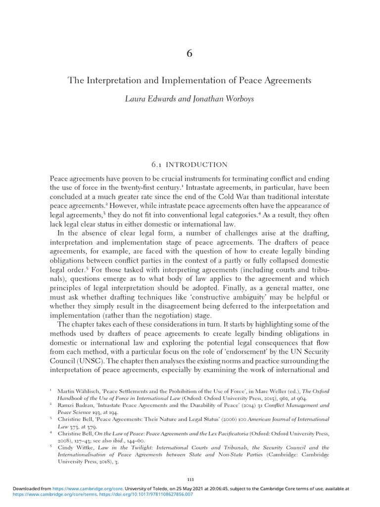 The Interpretation and Implementation of Peace Agreements | Download ...