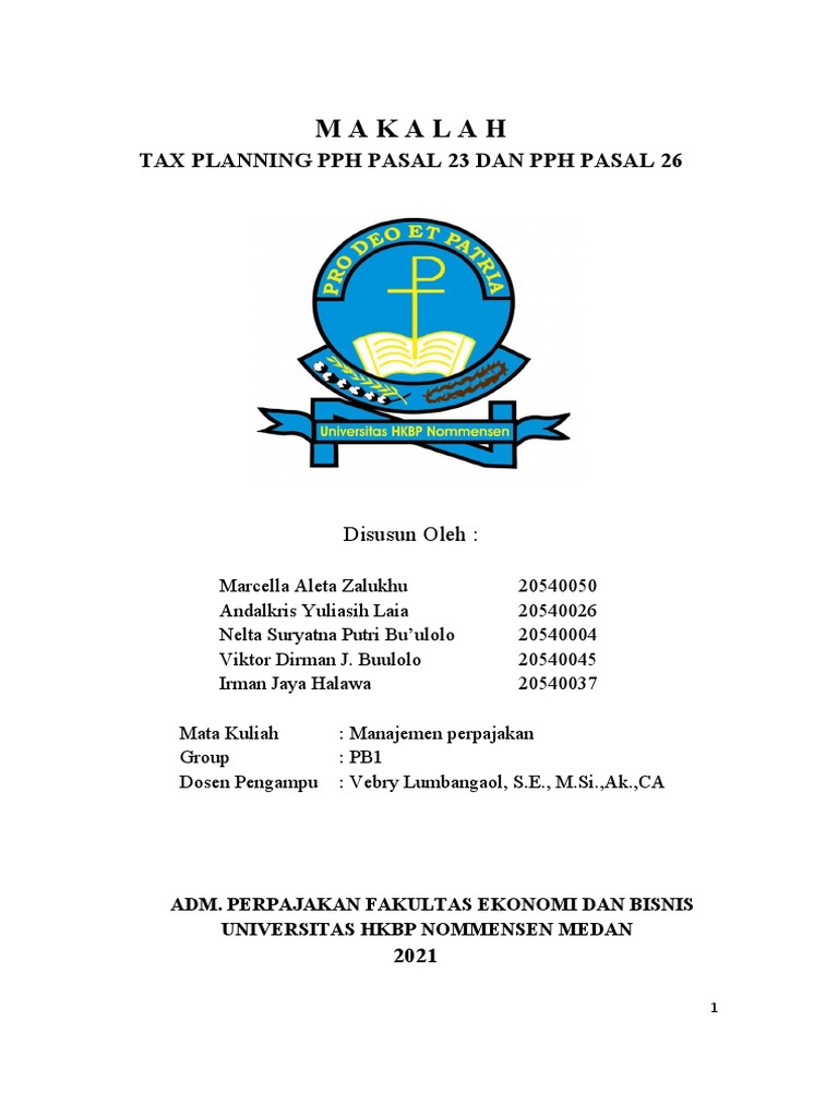 Makalah Manajemen Perpajakan - Kelompok (3) PPH 23 & 26 | PDF