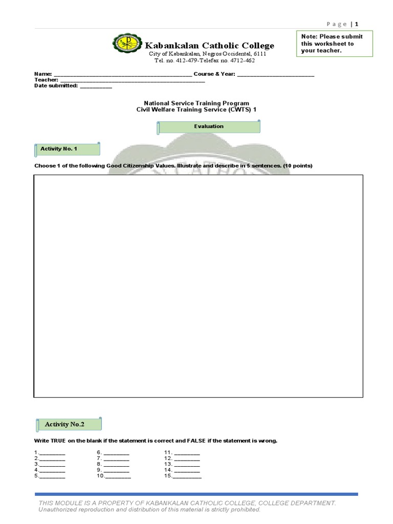 Cwts Learning Activities | PDF