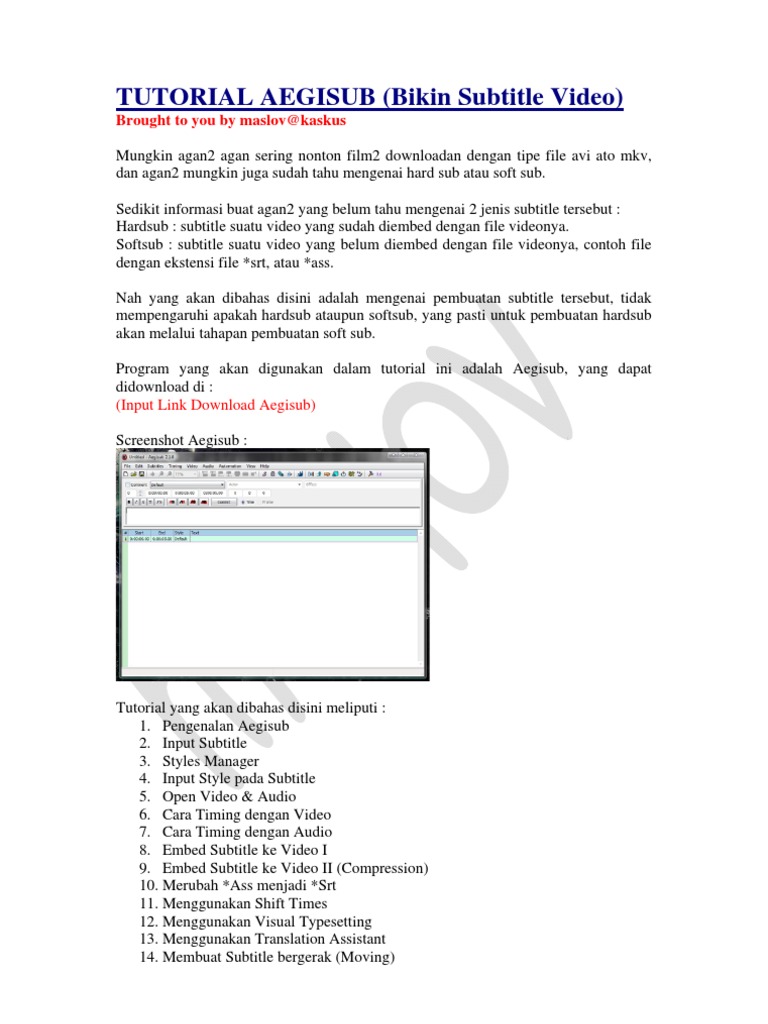 AEGISUB TUTORIAL | PDF