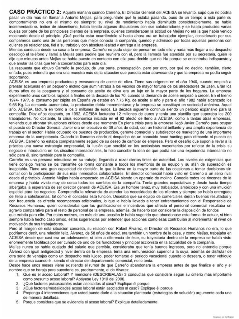 CASO PRACTICO No 2 Analizar | PDF