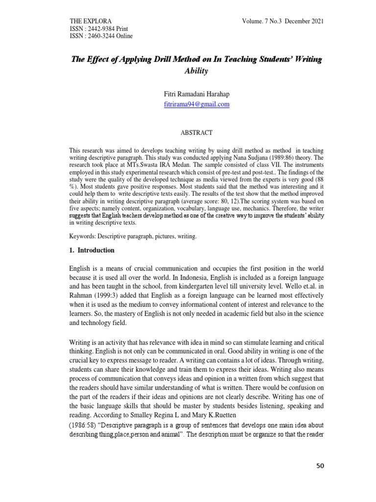 Impact of Drill Method on Writing Skills | PDF | English Language ...