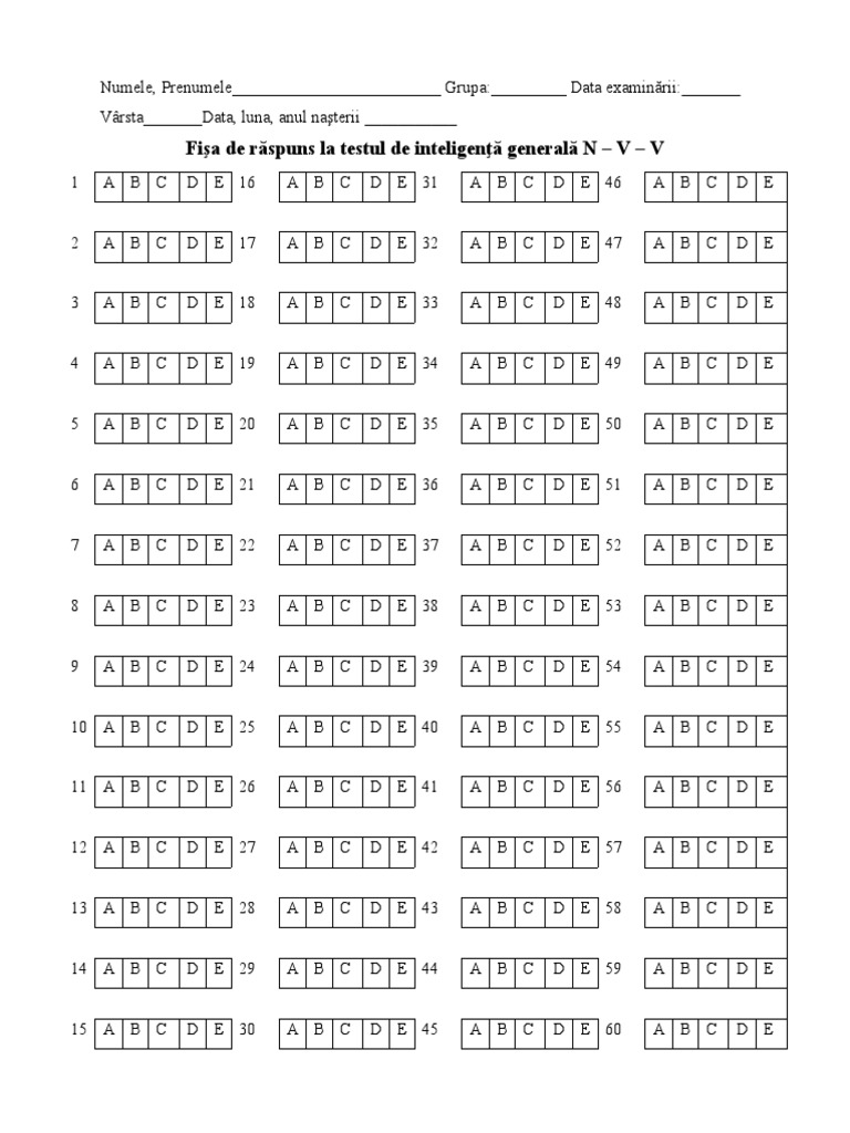 Fisa de Raspuns - IQ | PDF