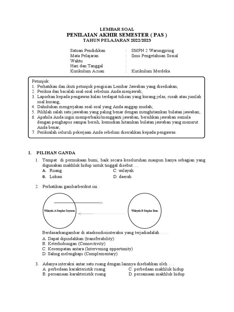Soal Pas Ips Kelas 7 | PDF