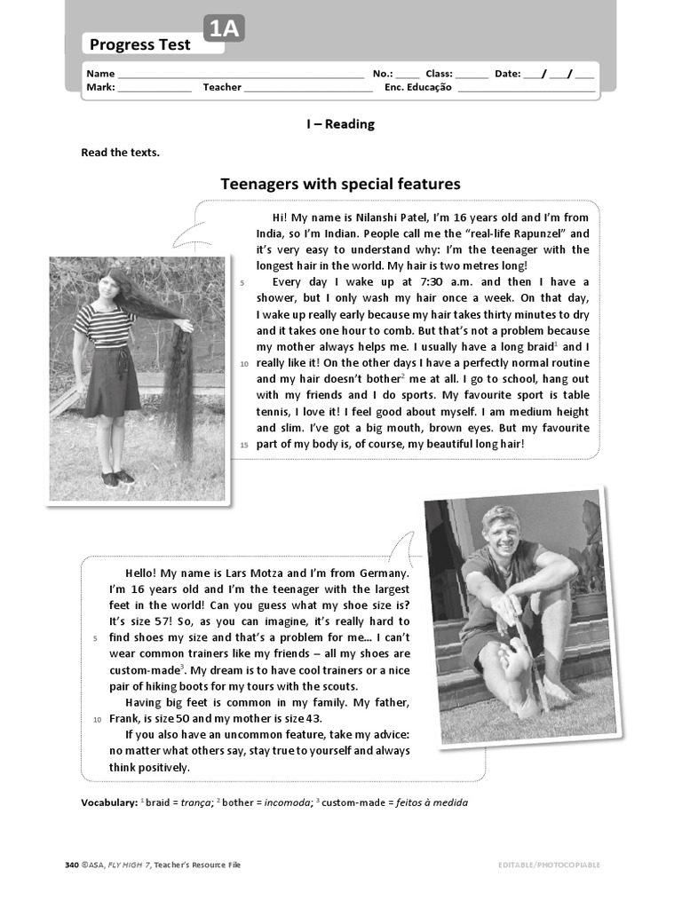 Progress Test 1A | PDF | Linguistics