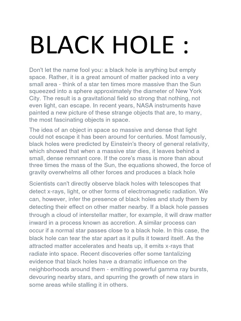 Black Hole | PDF | Black Hole | Stars