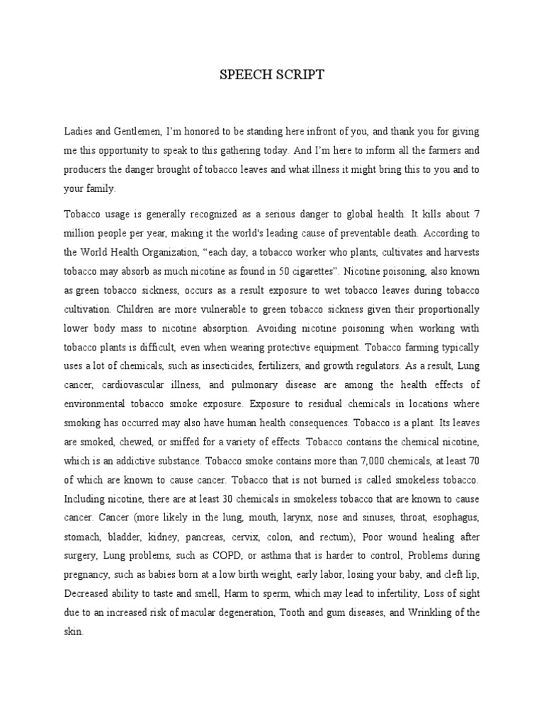 Speech Purposive Communication | PDF | Tobacco | Nicotine