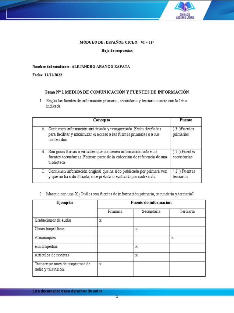 Hoja de Actividades Español. VI | PDF | Valores | Entorno natural