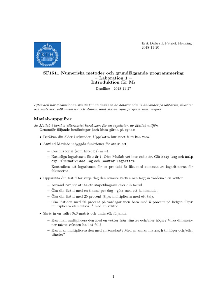 Laboration 1 Instruktioner | PDF