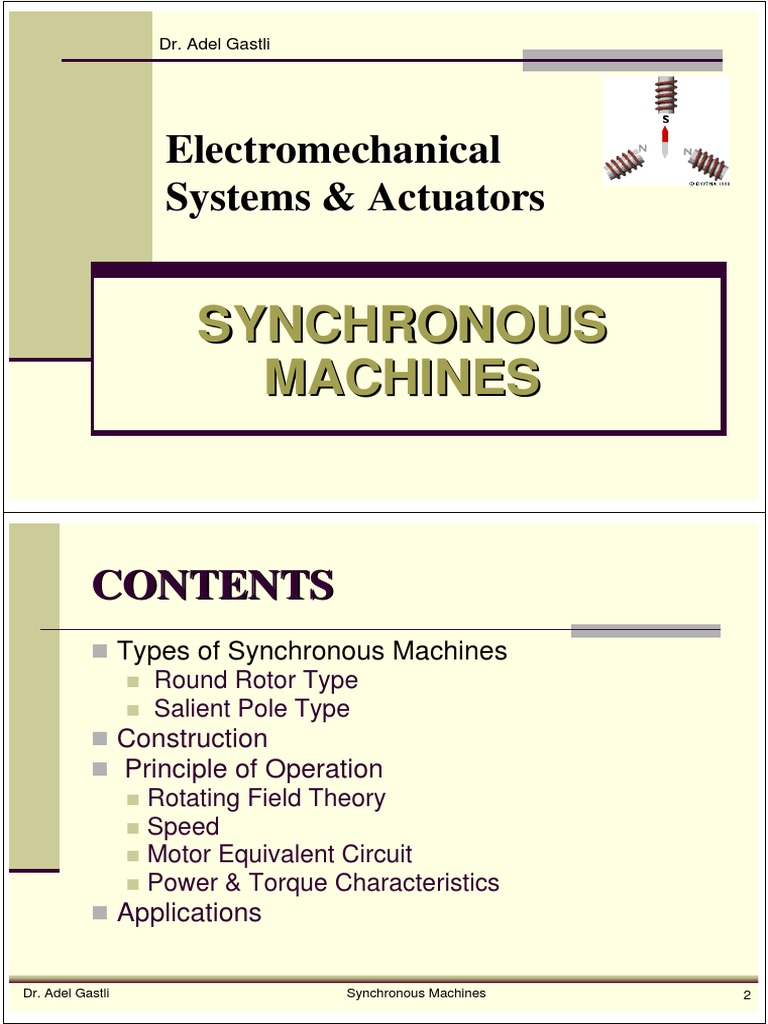 Synchronous Machines by DR Adel Gastli | PDF | Electric Motor | Electrical Components