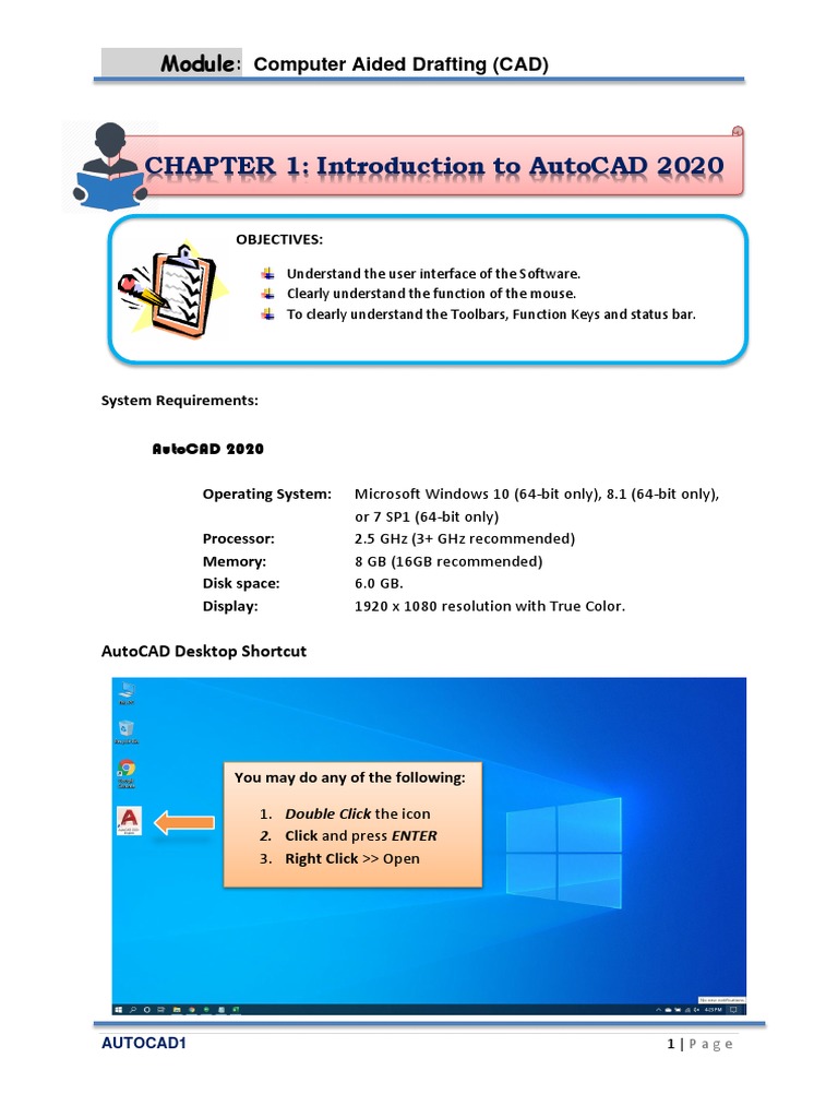 Autocad 01 Module Chapter 1 Pdf Icon Computing Menu Computing