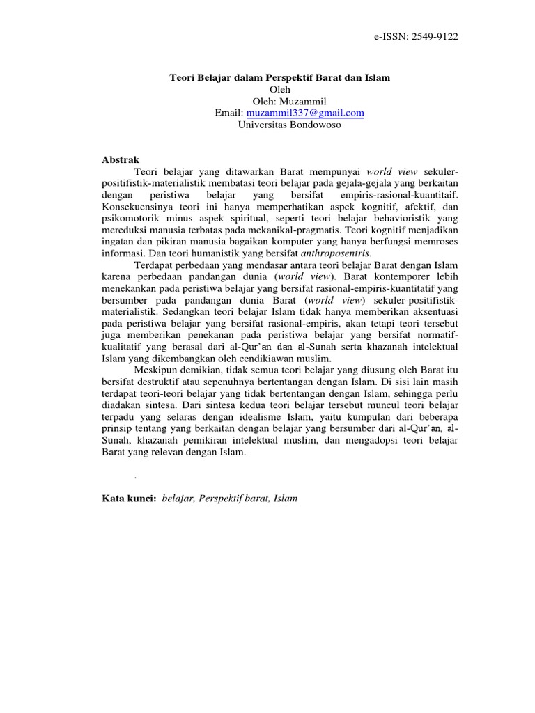 Teori Belajar Dalam Perspektif Barat Dan | PDF | Filsafat