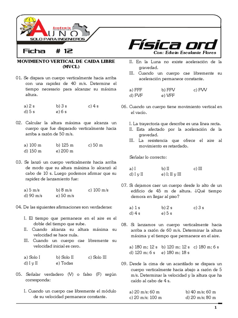 Movimiento Vertical de Caida Libre | PDF | Cambio | Física Movimiento Vertical de Caida Libre | PDF | Cambio | Física
