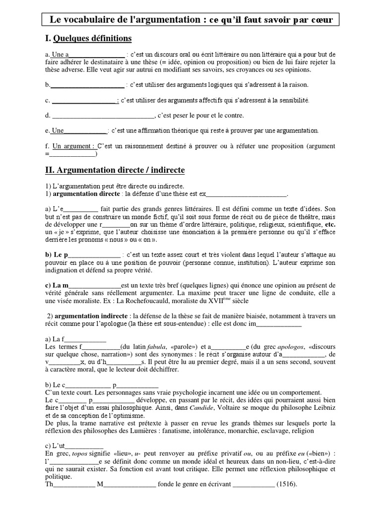Fiche 2 Argumentation | PDF | Argumentation | Vérité