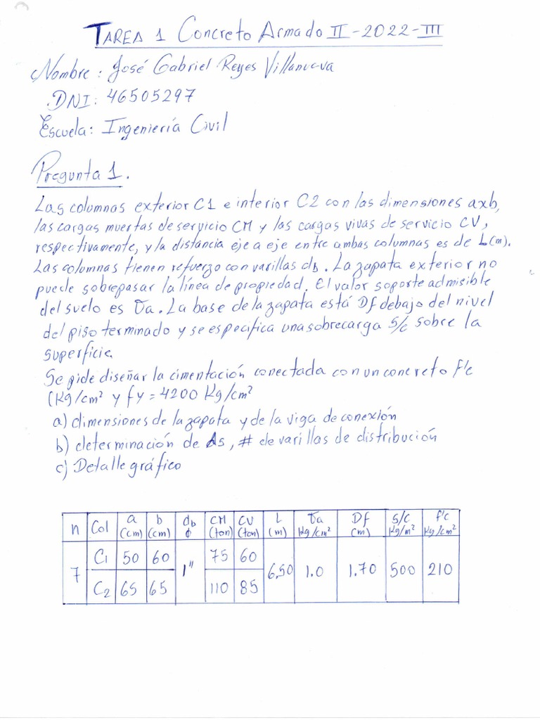 Trabajo 1 Concreto Armado Ii | PDF