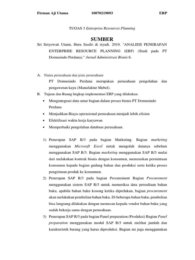 Firman Aji Utama - 19093 - Tugas 3 ERP | PDF