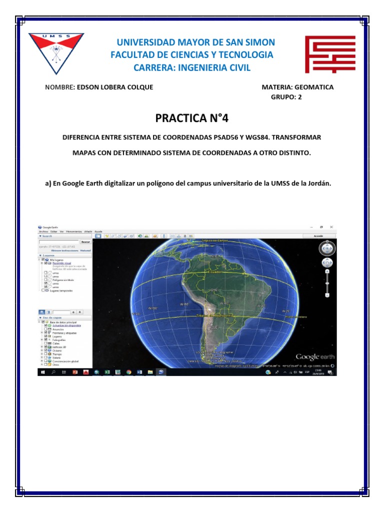 Practica N°4 Geomatica | PDF | Datos geográficos e información | Ciencias de la Tierra