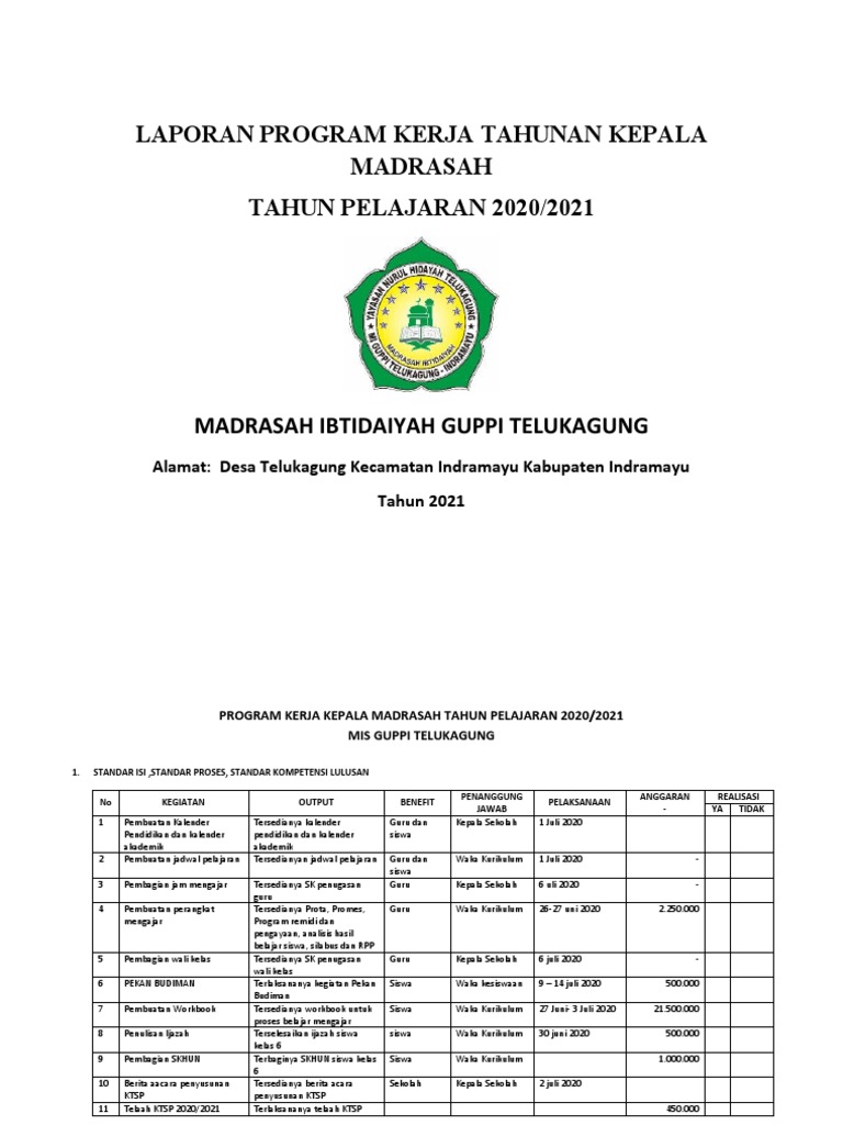 2.4.2.2. Contoh Laporan Tahunan Program Kerja Kepsek 2017 | PDF