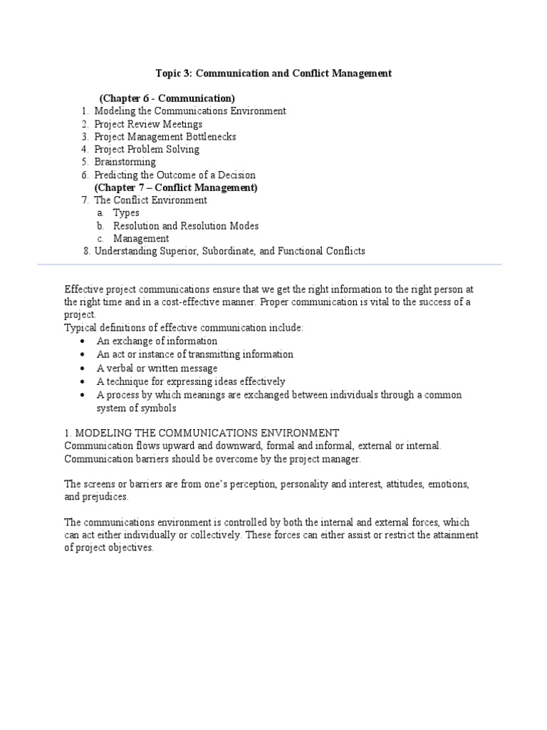 Topic 3 Communication and Conflict Management | PDF | Conflict ...