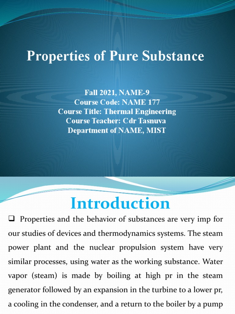 Properties of Pure Substances in Thermodynamics | PDF | Mixture | Phase ...