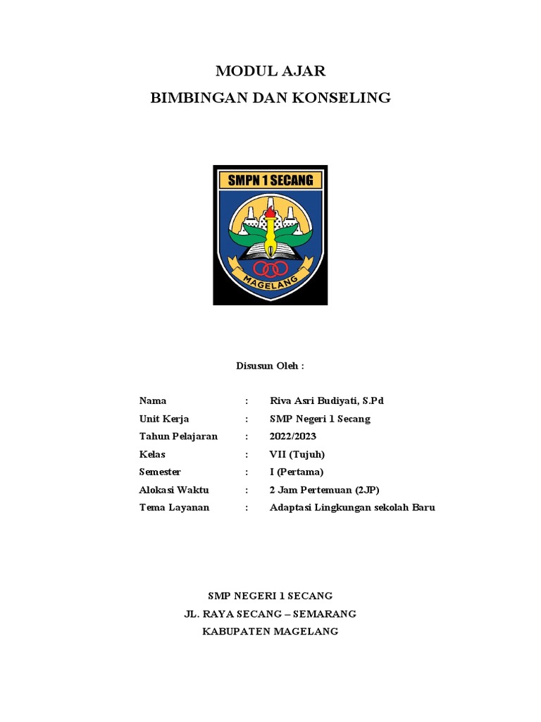 MODUL AJAR ADAPTASI SEKOLAH BARU (SMT 1) | PDF