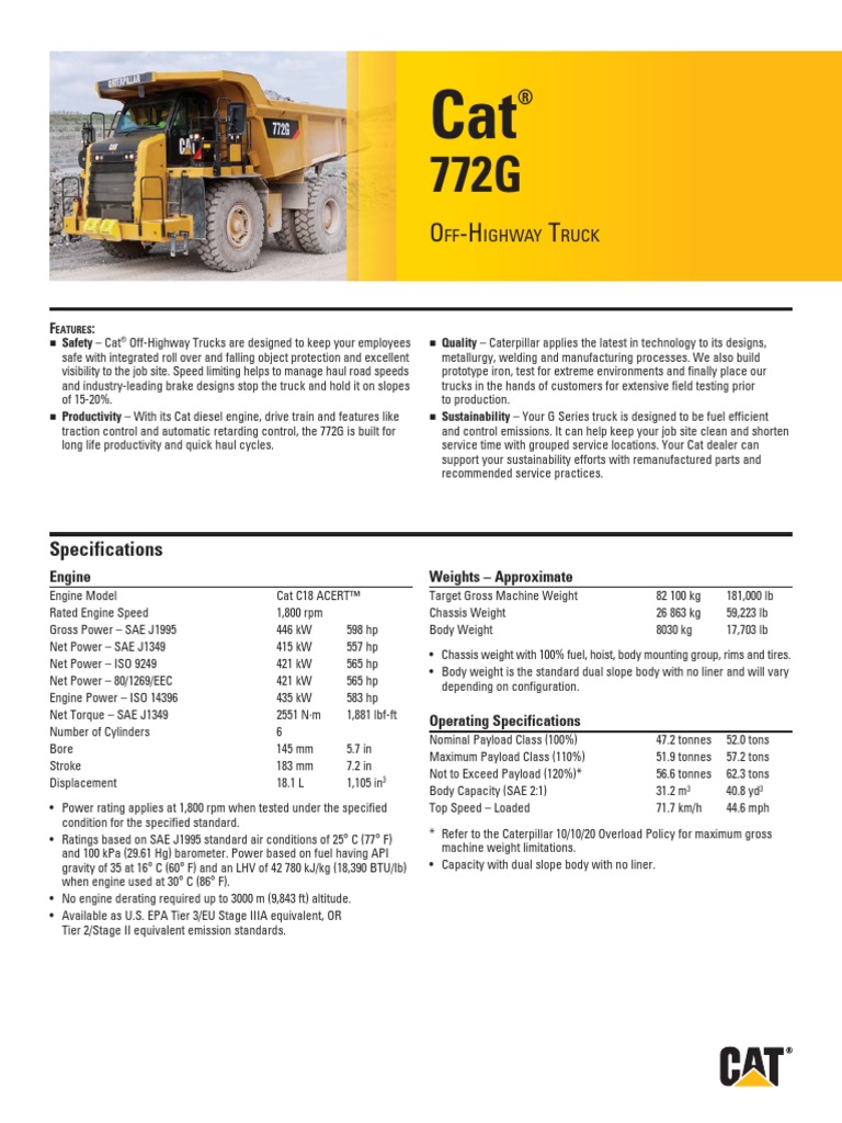 Specalog 772G | PDF | Horsepower | Truck