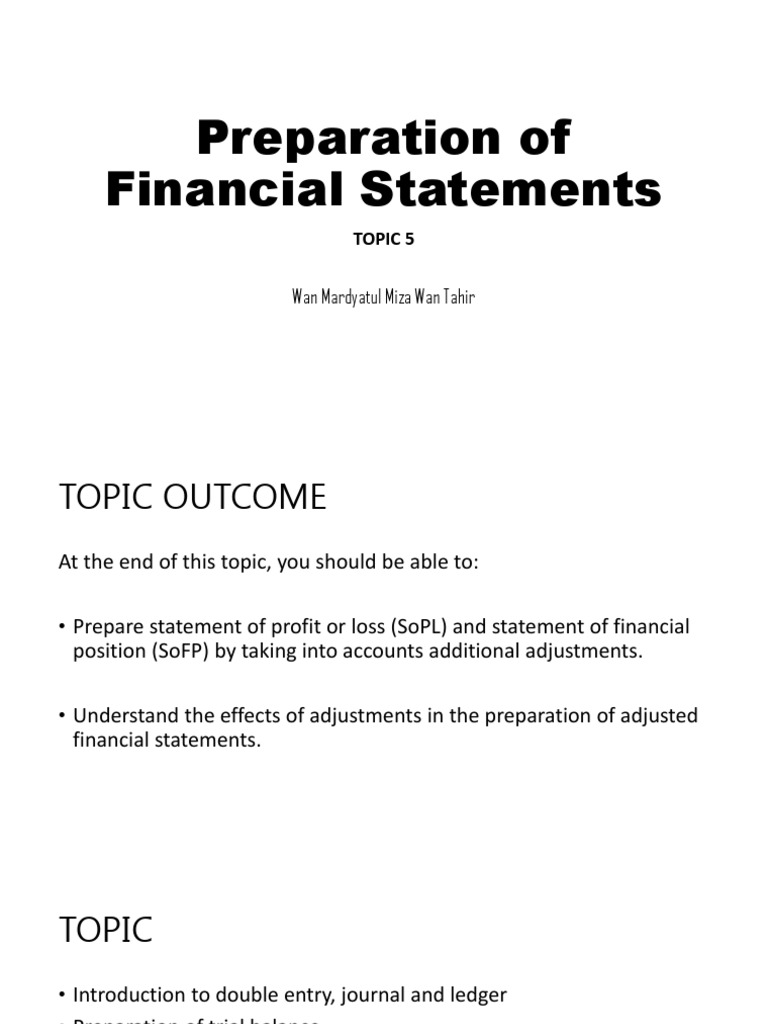 Topic 5 - Preparation of Financial Statements | PDF | Debits And ...