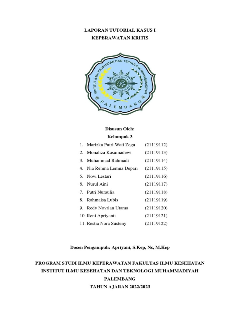Laporan Tutorial Kasus I Kep. Kritis Psik 7c | Pdf