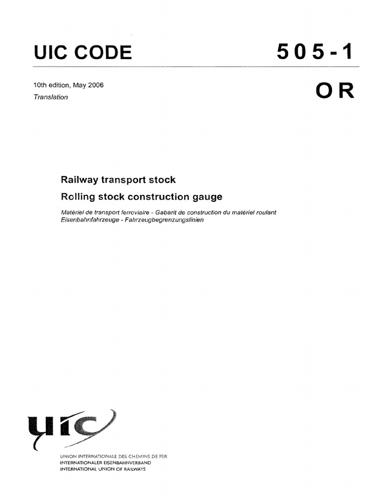 Uic Code: Railway Transport Stock Rolling Stock Construction Gauge ...