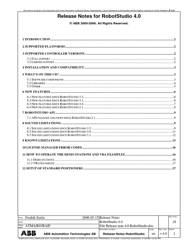 Release Note RobotStudio | PDF