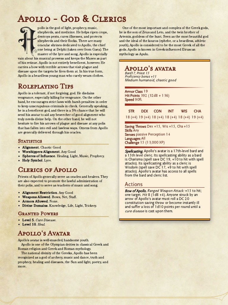 Apollo-Godclerics | PDF | Apollo | Mythology