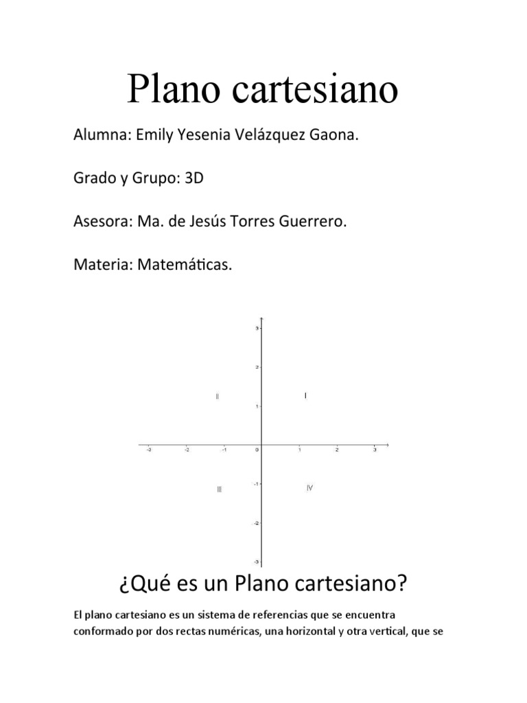 Introducción al Plano Cartesiano | PDF | Sistema de coordenadas ...