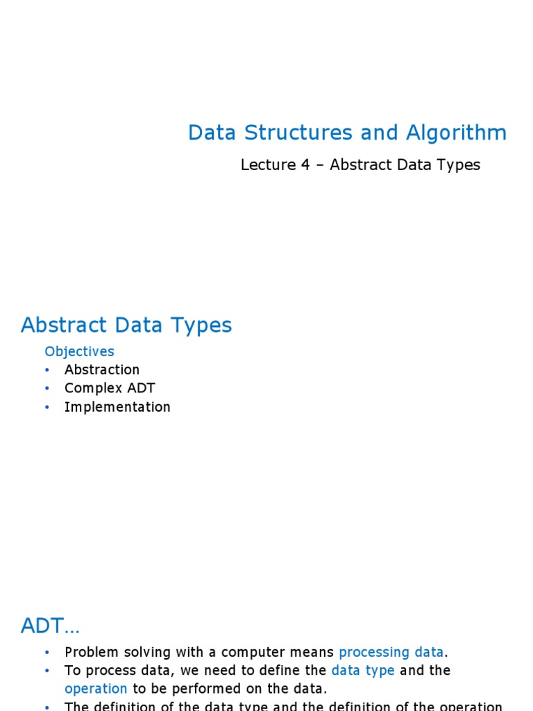 Lecture 4 - Abstract Data Types | Pdf | Queue (abstract Data Type 