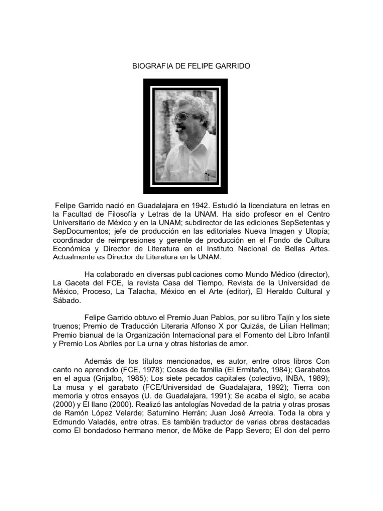 Biografia de Felipe Garrido | PDF