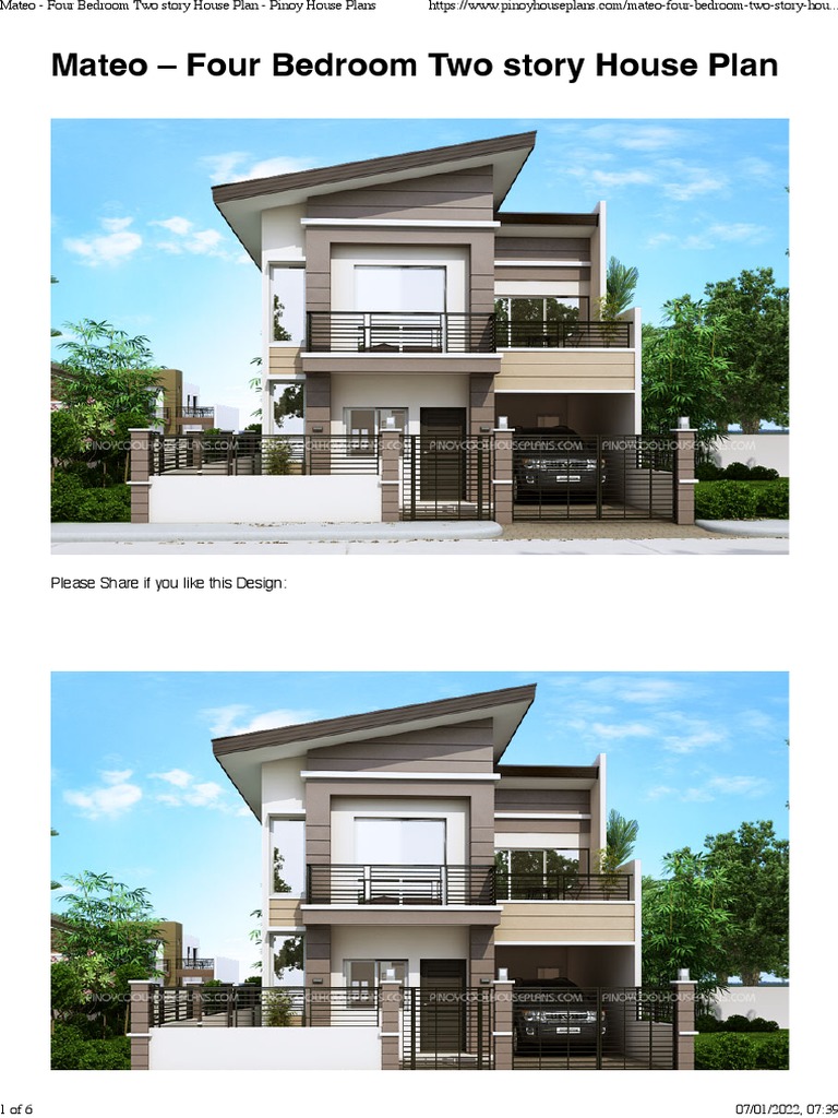 Mateo - Four Bedroom Two Story House Plan - Pinoy House Plans | PDF