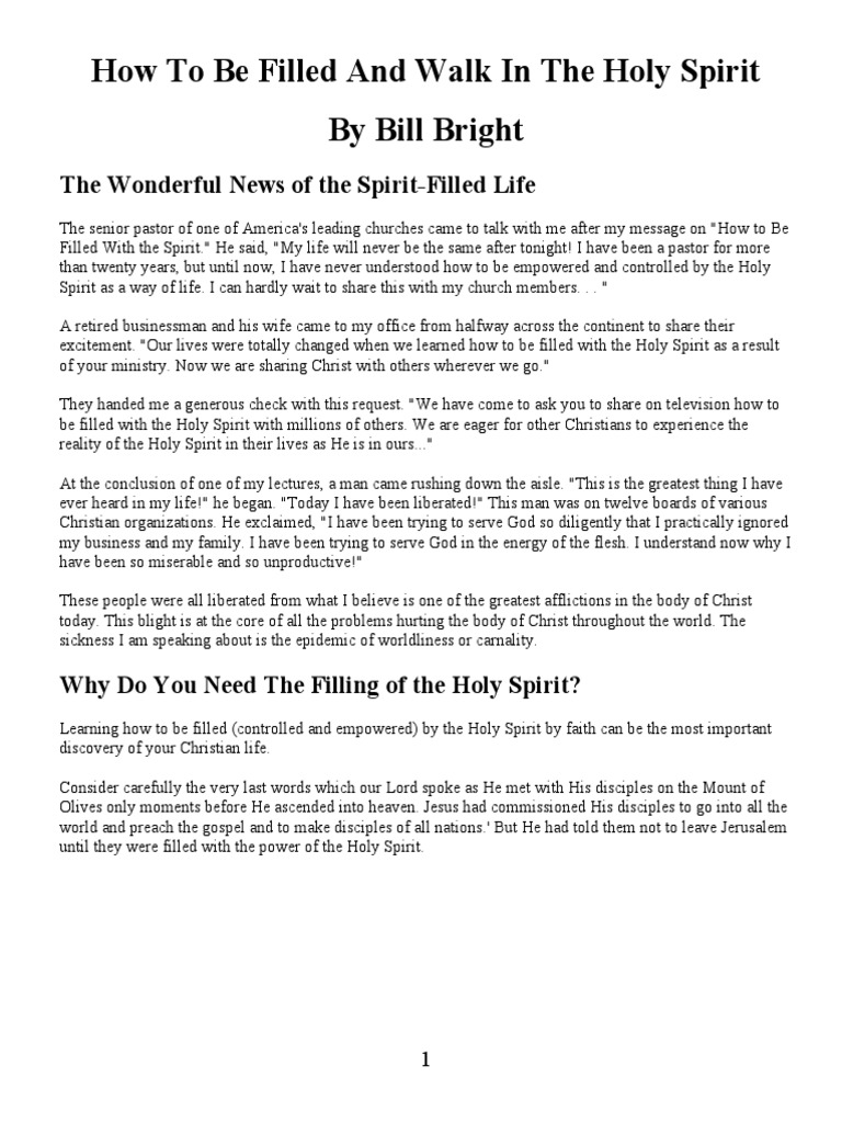 How To Be Filled and Walk in The Holy Spirit by Bill Bright (PDFDrive ...