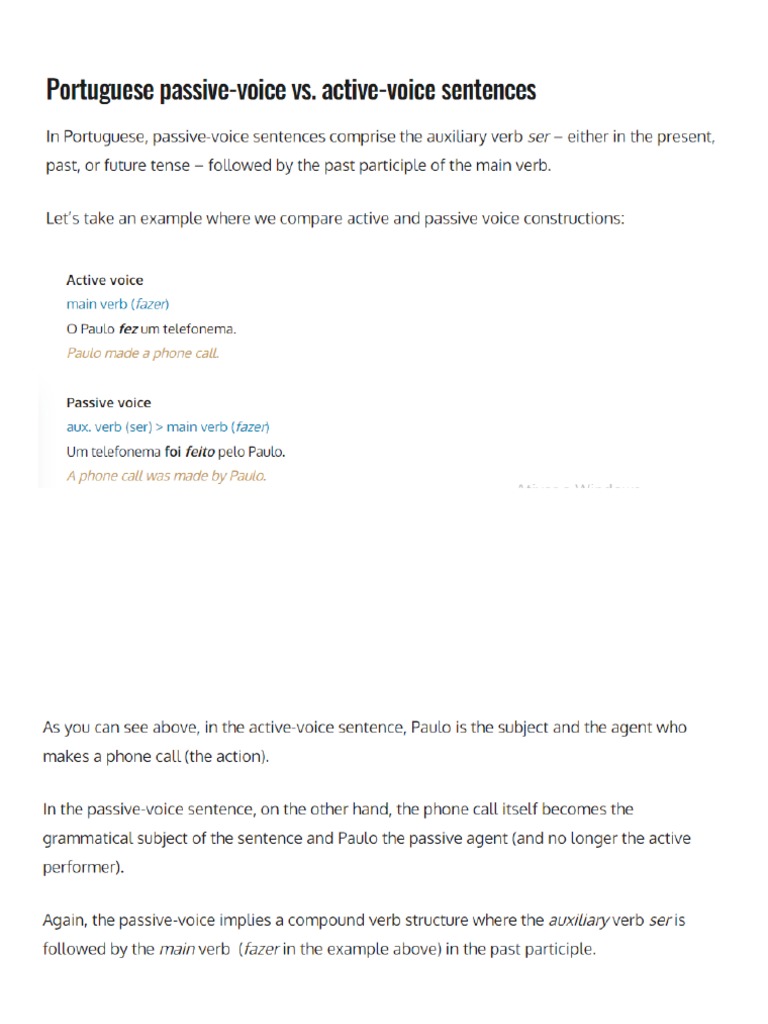 Passive Voice (Learn Portuguese) | PDF
