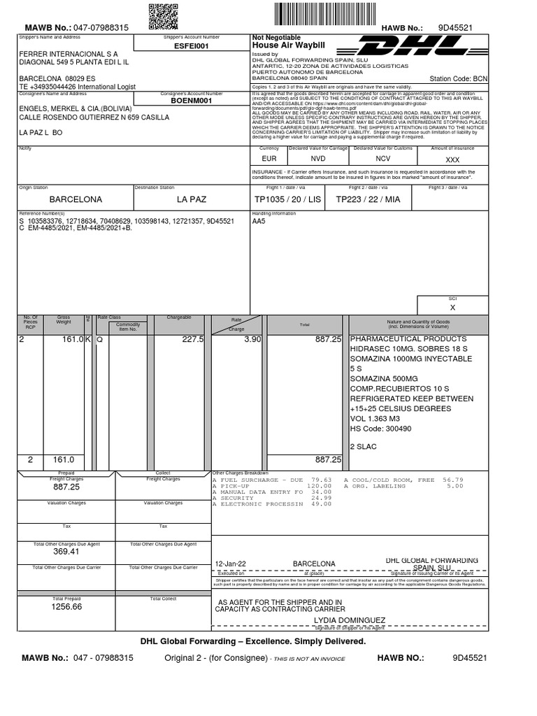 DHL House Air Waybill Details | PDF