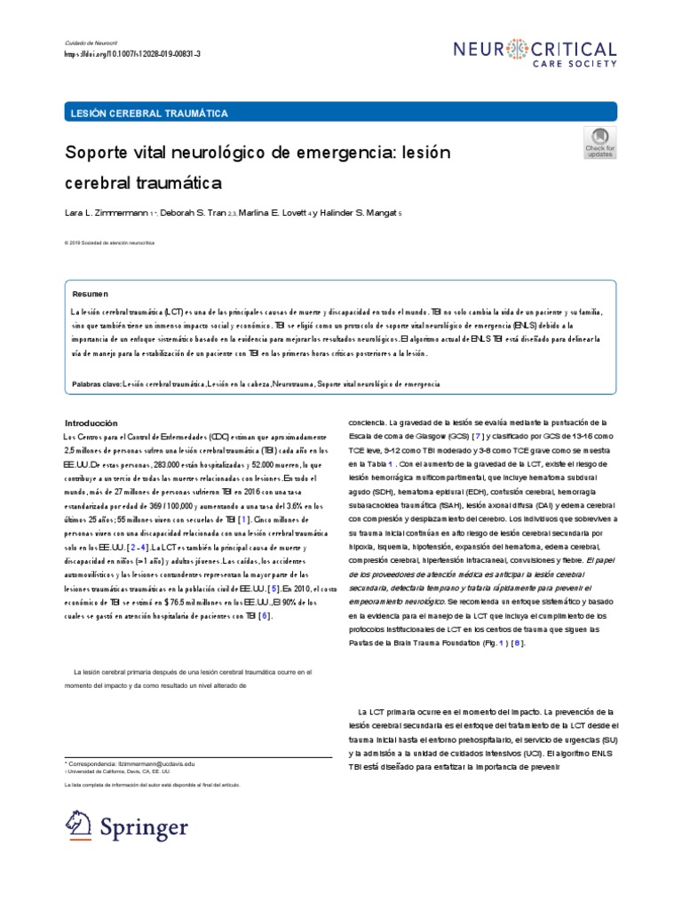 Emergency Neurological Life Support - Traumatic Brain Injury - En.es ...