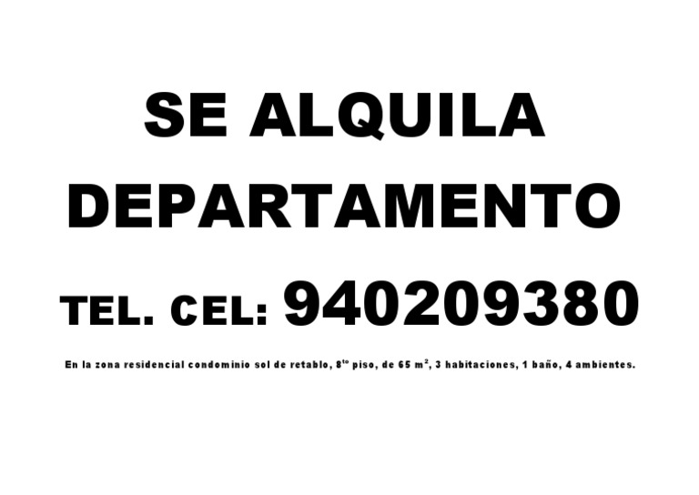Se Alquila Departamento | PDF | Cocina, comidas y vino | Arte